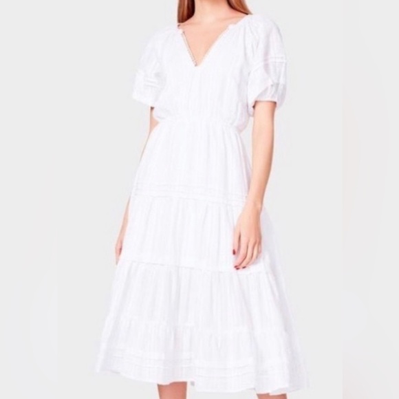 Dresses | Betsey Johnson Spectator Layered Tiered White Midi Dress ...